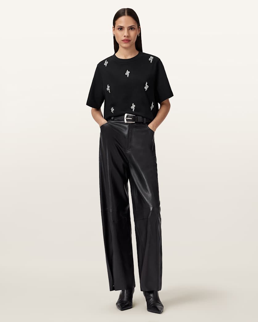 Rhea Embellished Lisa T-Shirt Black | ALLSAINTS